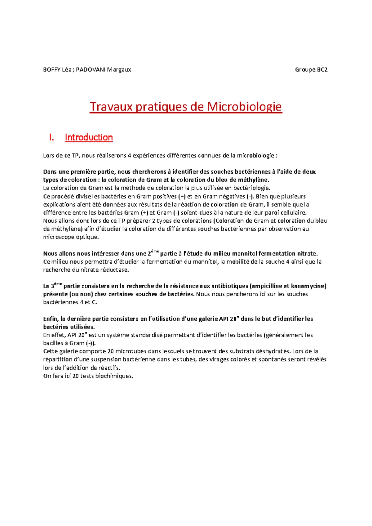 Compte rendu TP Microbiologie : Identification de souches bactériennes - Warning: TT: undefined ...
