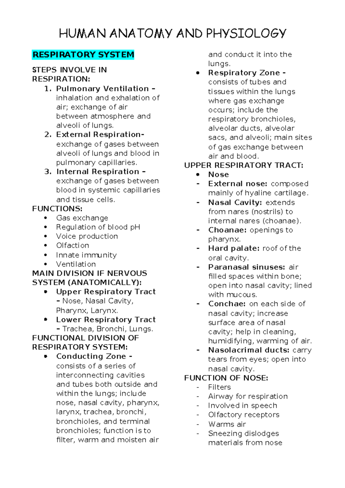 Anaphy 101: Midterm Review on Human Anatomy & Physiology - Studocu