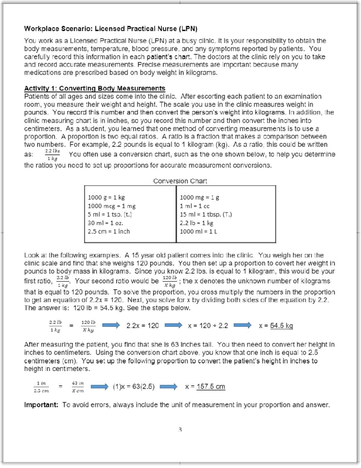 Healthcare Math: Height and Weight Calculations - Studocu