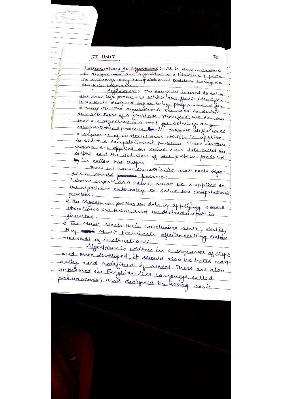 II UNIT 38: Introduction to Algorithms and Programming Concepts - Studocu