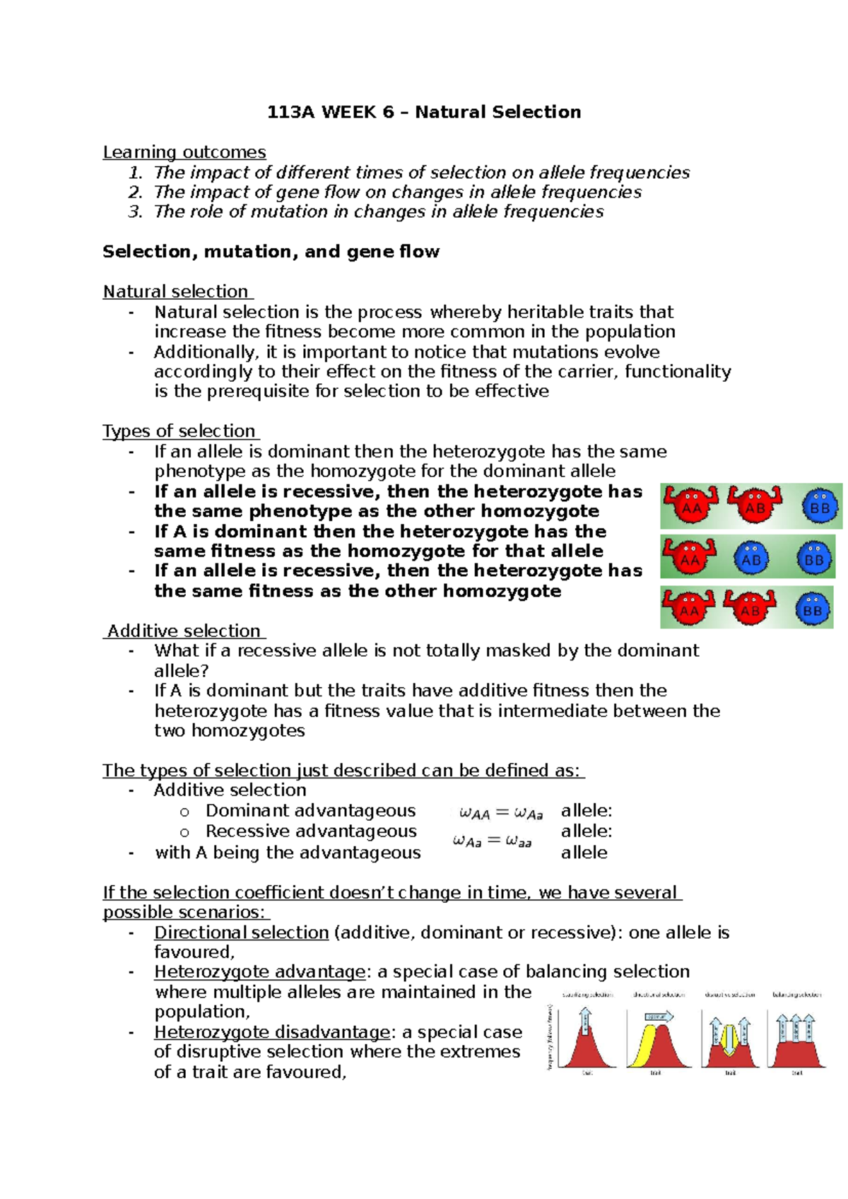113A W6 – Natural Selection: Impact of Selection, Mutation & Gene Flow ...