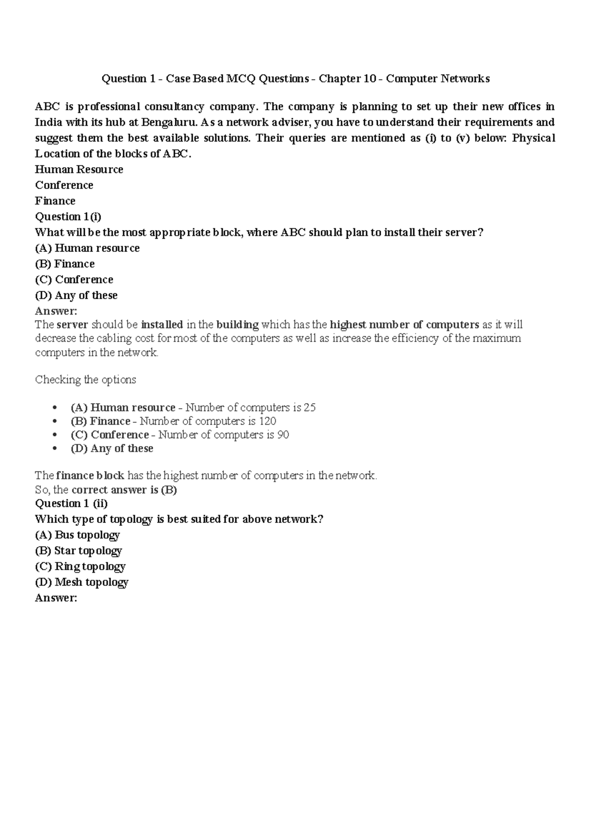 Computer Networks Case Study Questions - QR101 - Final Exam Prep - Studocu