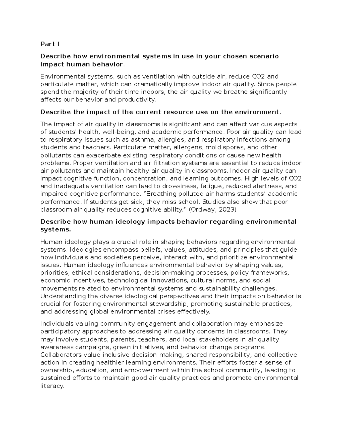 Environmental Systems' Impact on Student Behavior and Sustainability (7 ...
