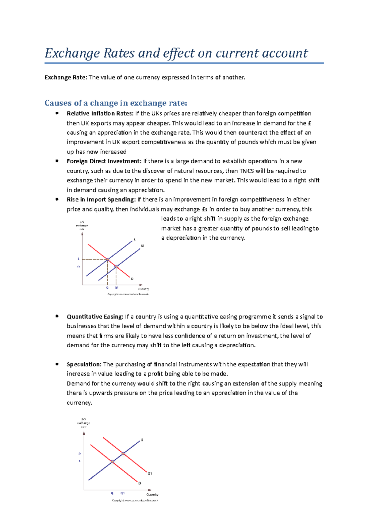 Exchange Rates and effect on current account - Causes of a change in ...