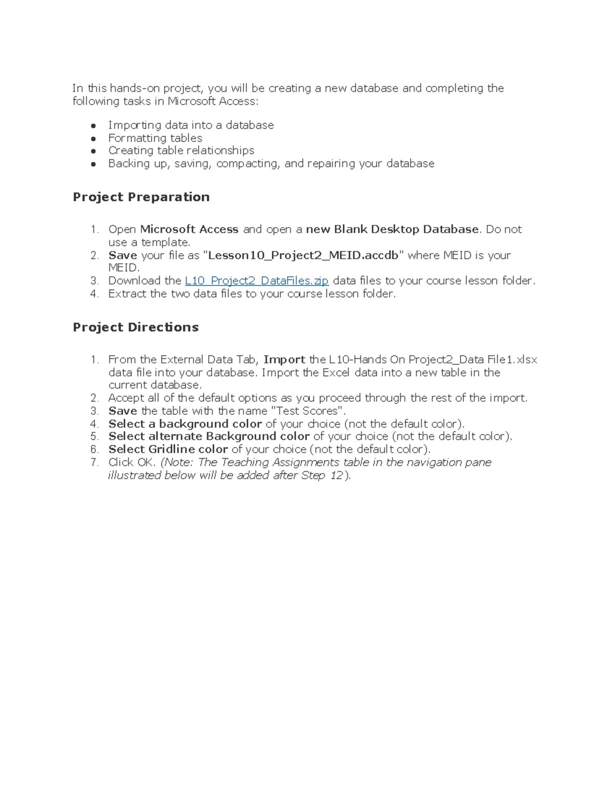 CIS 105 Lesson 10: Hands-On Database Project 2 Guide - Studocu