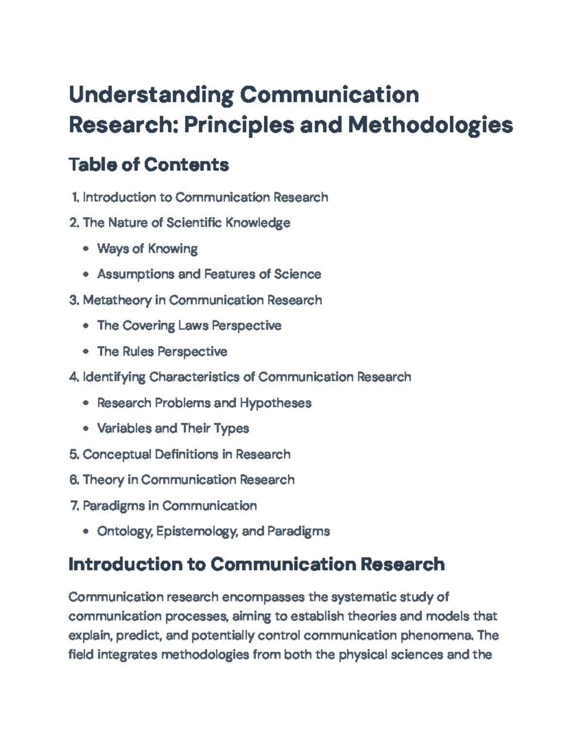 Communication Research: Principles, Methods, and Theories ...