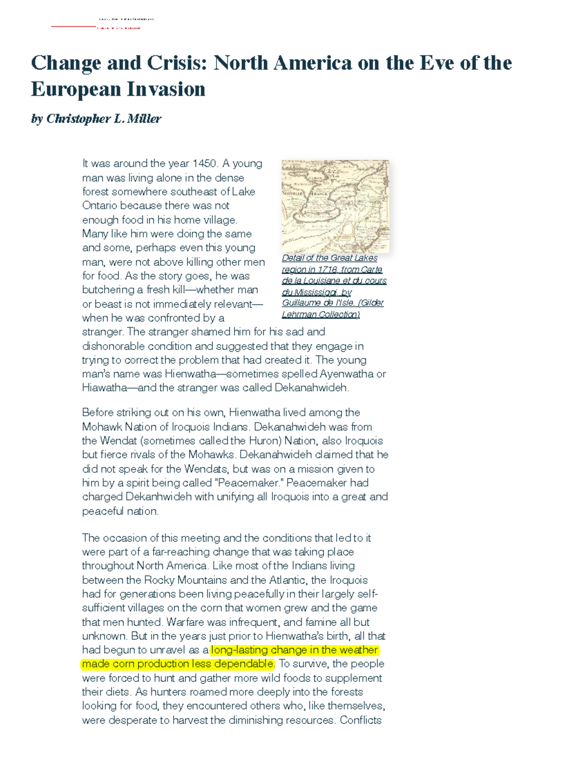 Crisis and Change in North America: The Iroquois Confederacy (HIST 101 ...