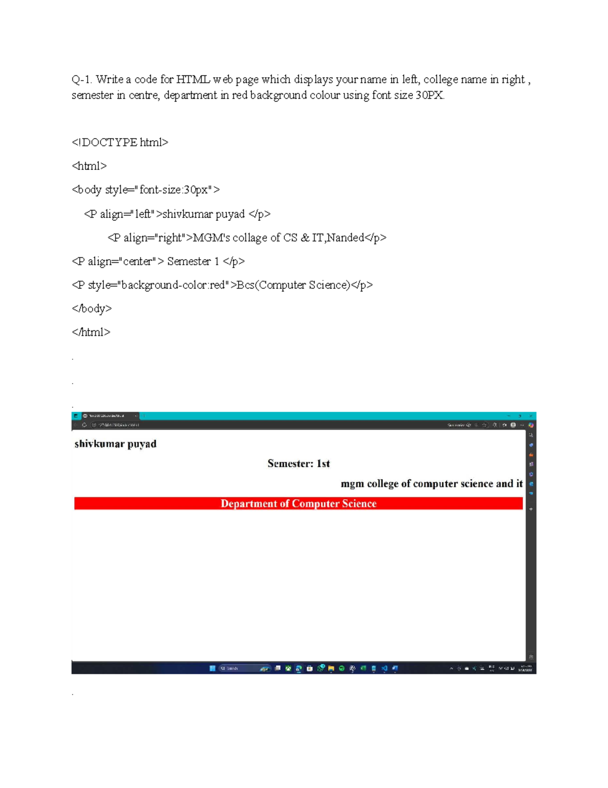 HTML Practical Assignment: Web Page Design (CS Semester 1) - Studocu