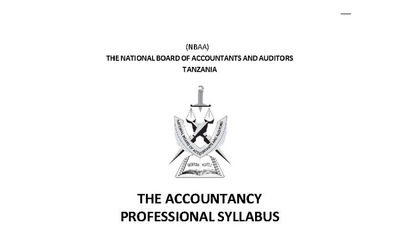 NBAA Professional Accounting Syllabus Overview - December 2023 - Studocu