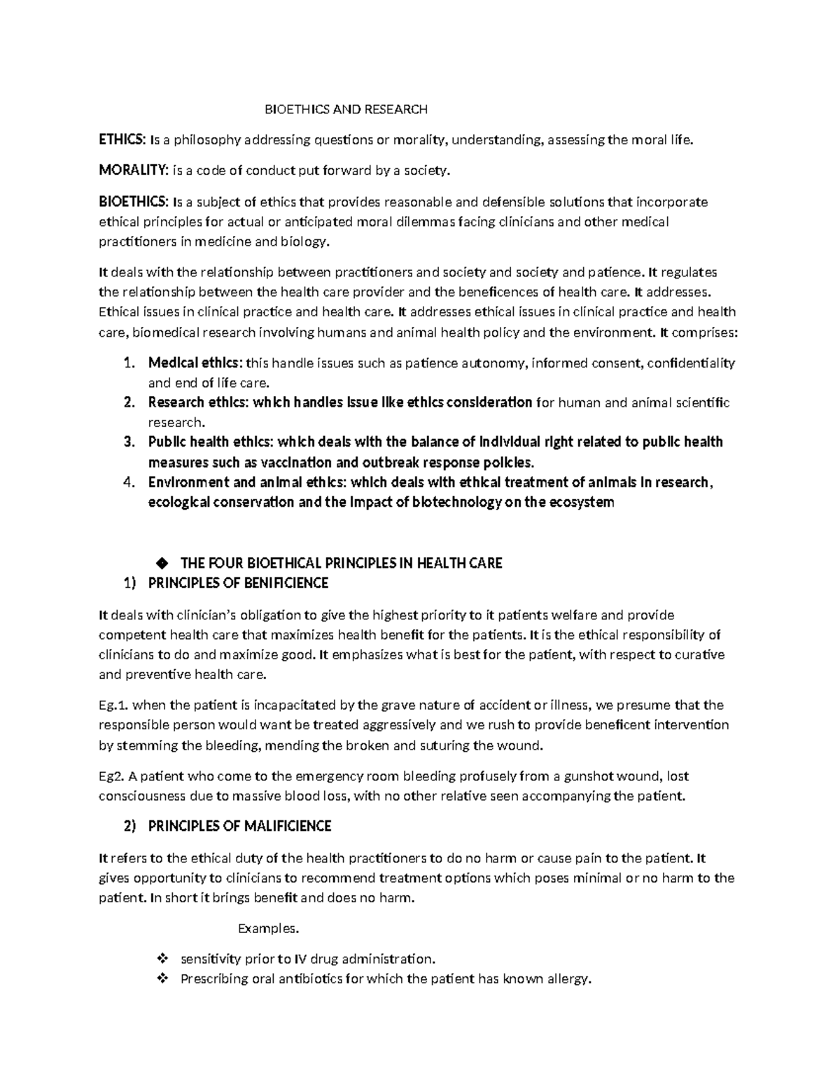 Bioethics - Bioethical principles in research - BIOETHICS AND RESEARCH ...