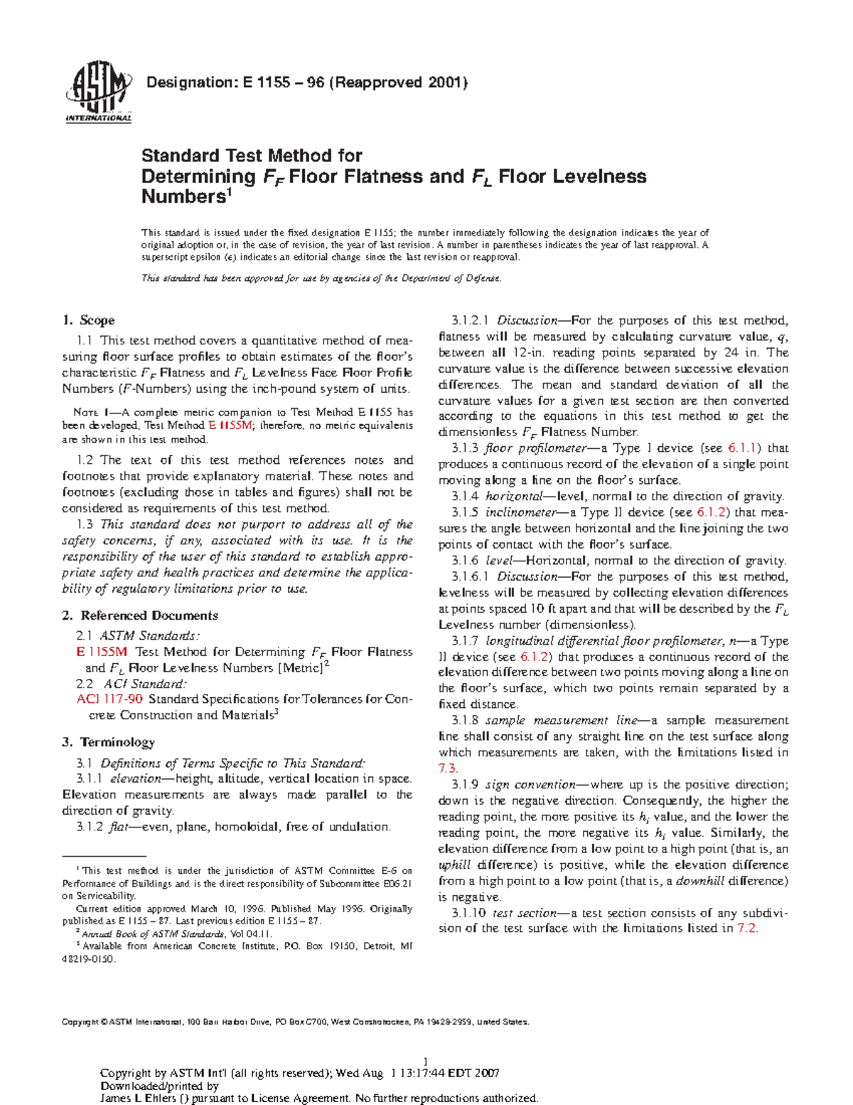 ASTM E1155: Test Method for Floor Flatness and Levelness Evaluation ...