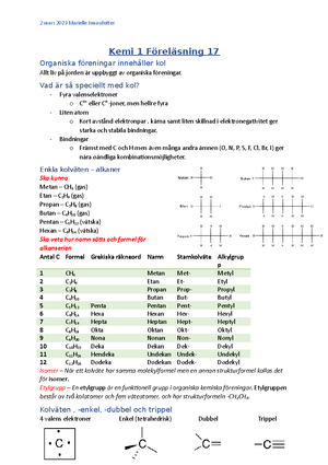 Kemi 1 - Kemi 1 100p - Kapitel 6 Substansmängd, Massa & Molmassa Storheten substansmängd- - Studocu