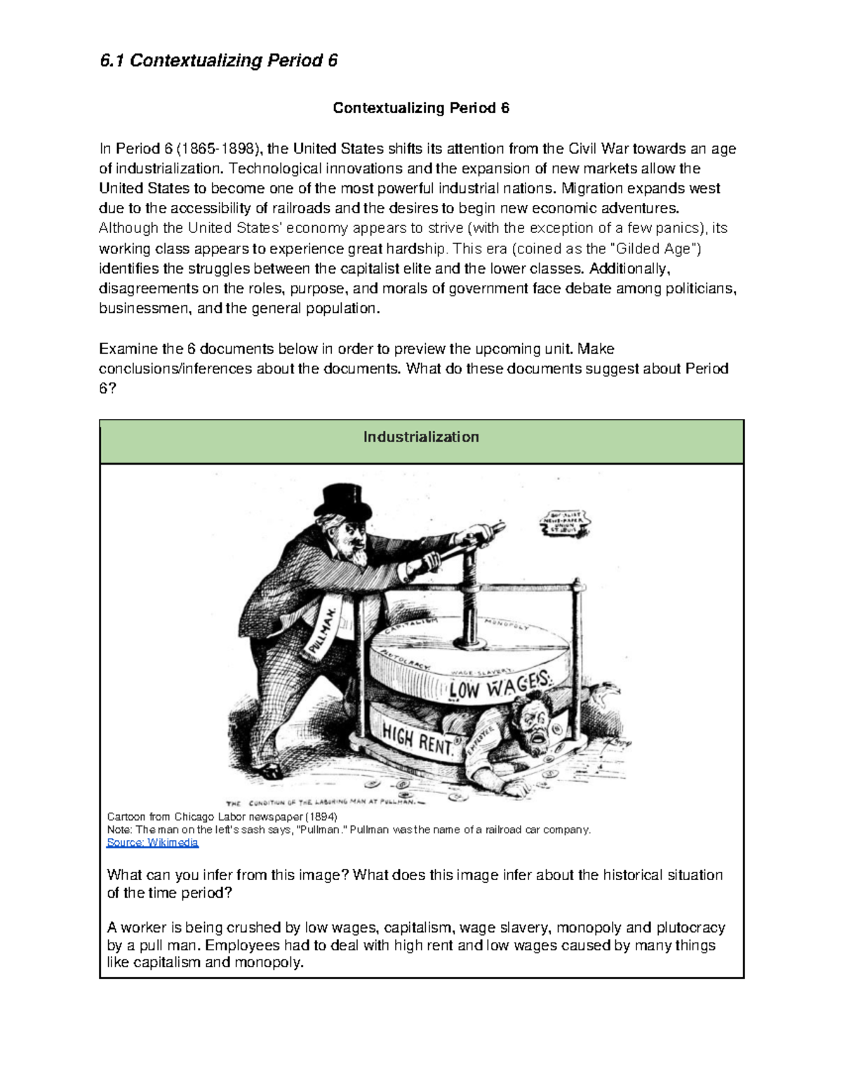APUSH Period 6 Overview: Industrialization and Social Struggles - Studocu