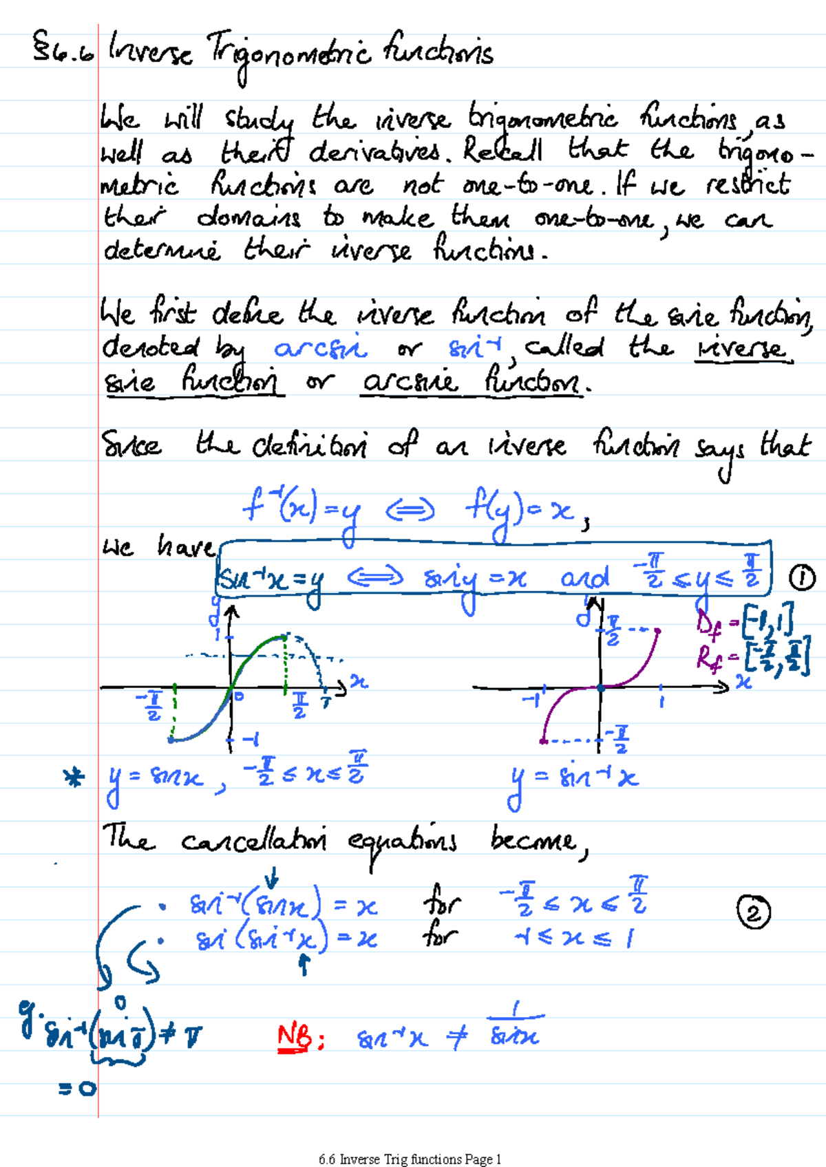 6.6 Inverse Trig functions(26Jul) - 144 - Studocu