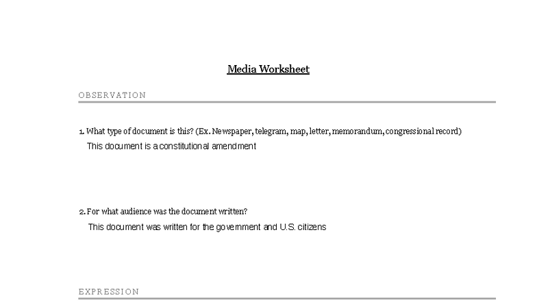 14th Amendment Analysis Worksheet: Civil Rights Insights - Studocu
