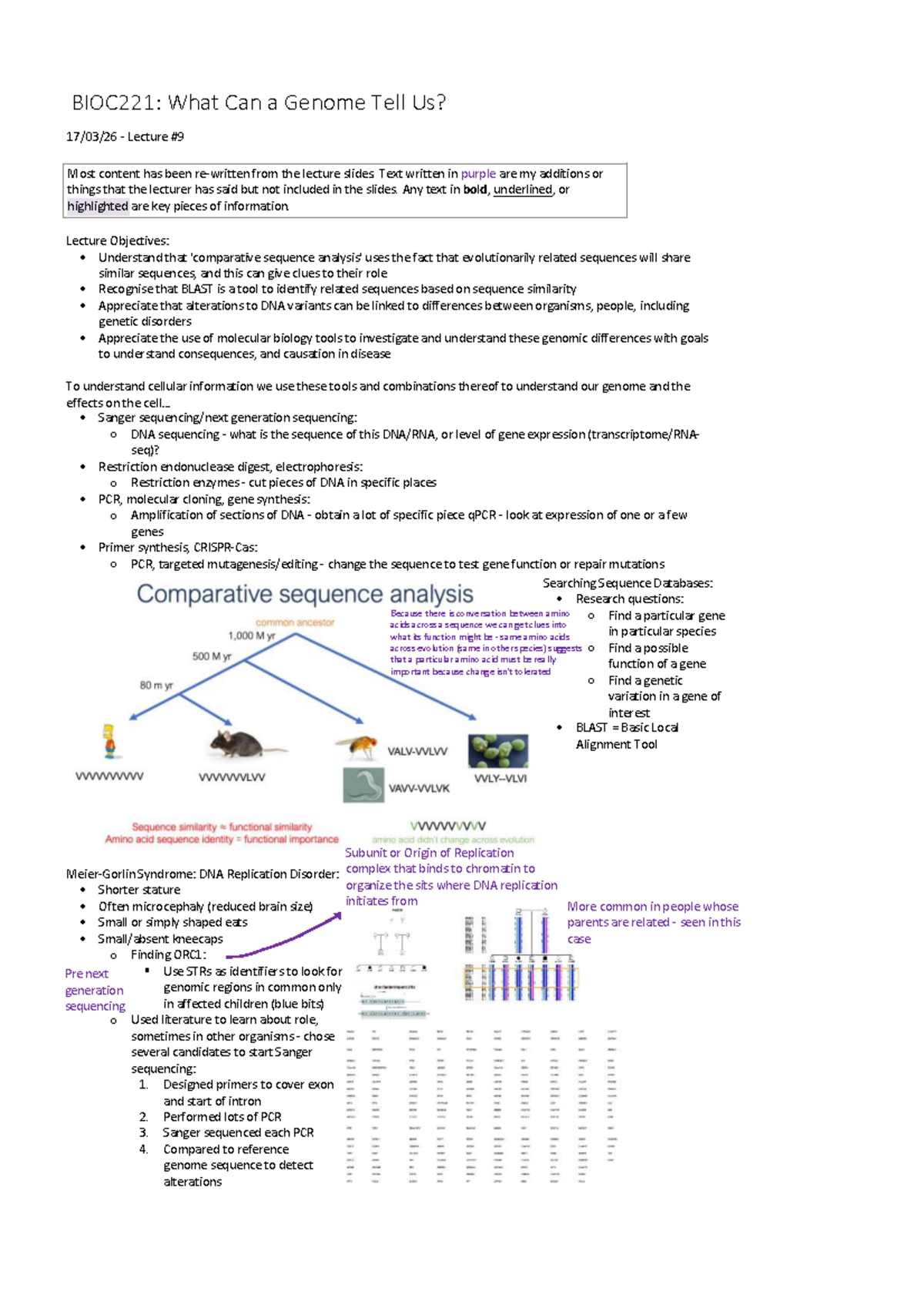BIOC221 Lecture 9: Genome Insights and Techniques - Studocu