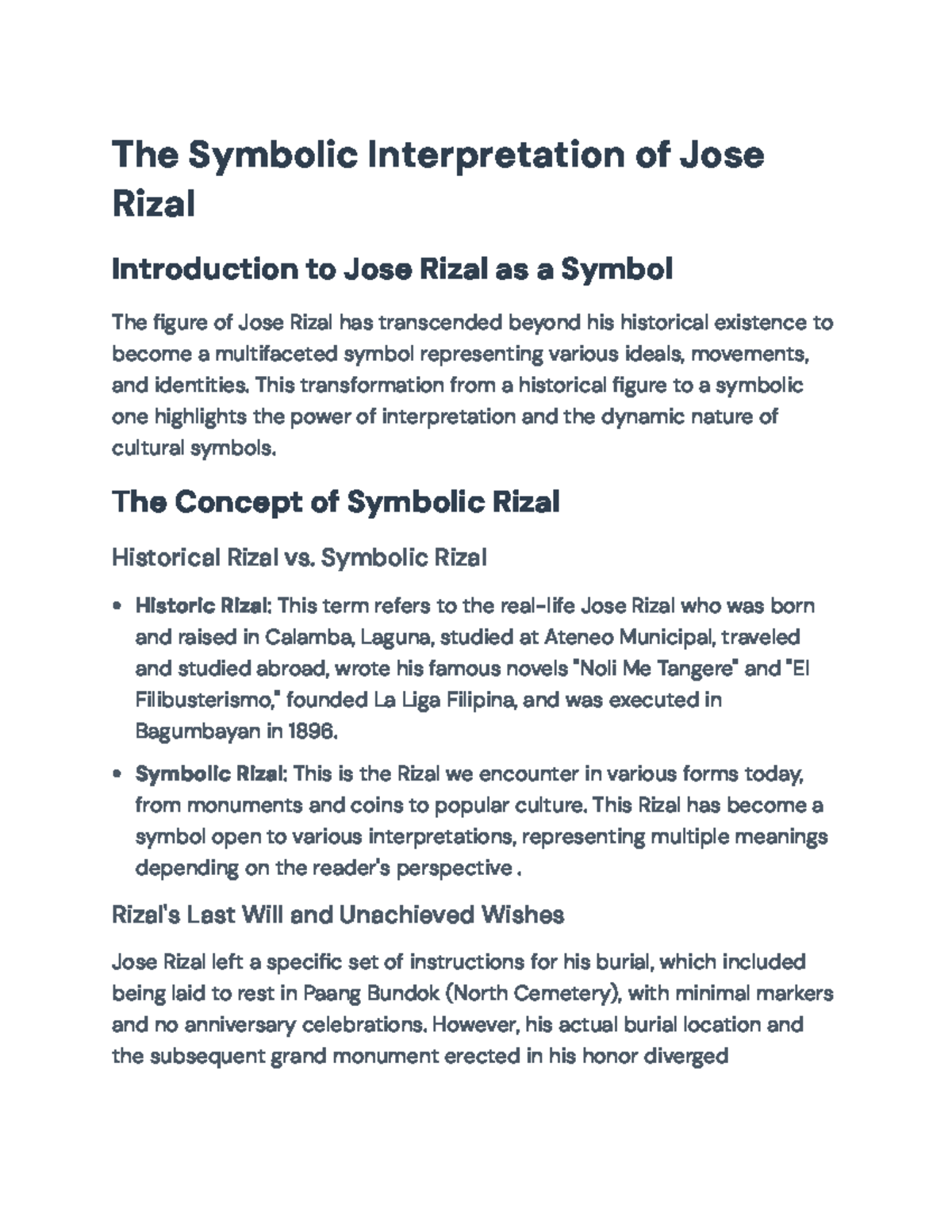 Symbolic Interpretations of Jose Rizal: Historical & Cultural ...
