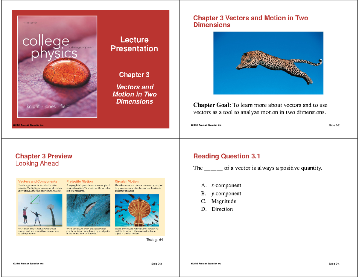 Chapter 3 - Vectors & Motion in Two Dimensions Lecture Notes - Studocu