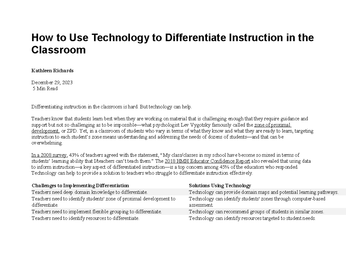 How to Use Technology to Differentiate Instruction in the Classroom ...