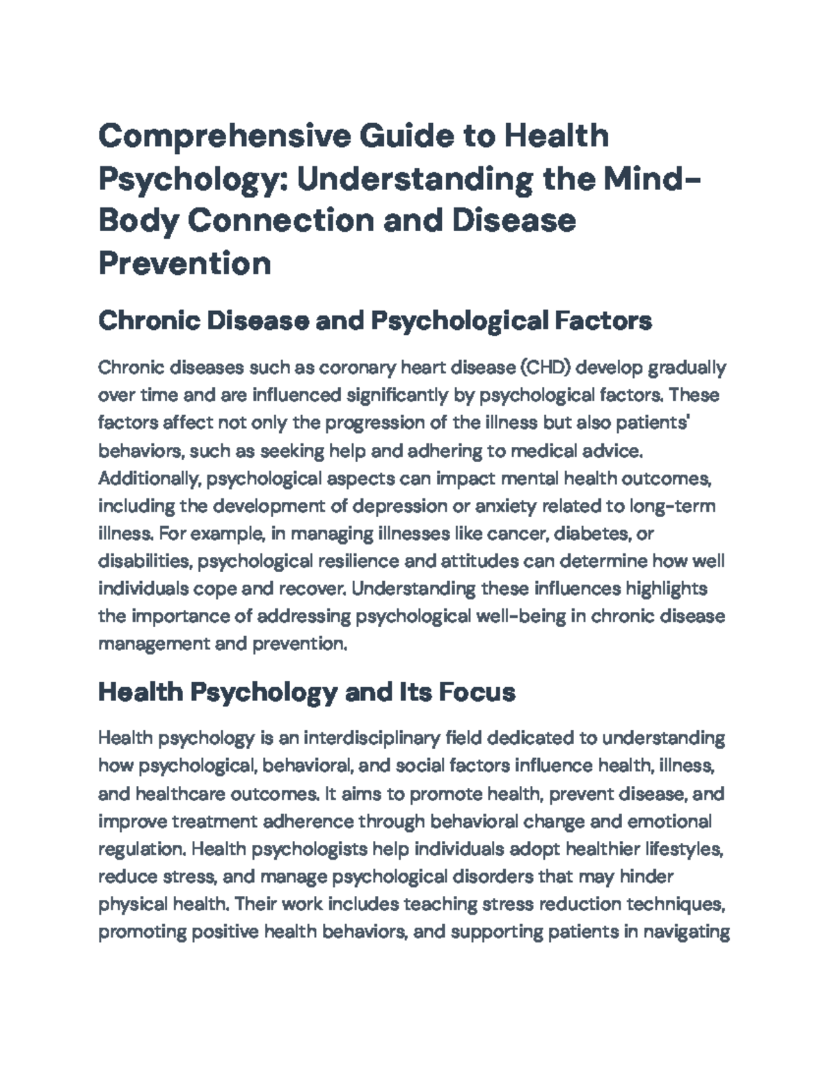 Comprehensive Guide to Health Psychology: Mind-Body Connection ...