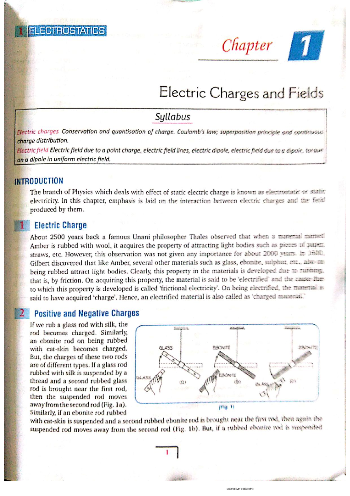 1 ELECTROSTATICS: Chapter 1 - Electric Charges and Fields (12th Grade) - Studocu