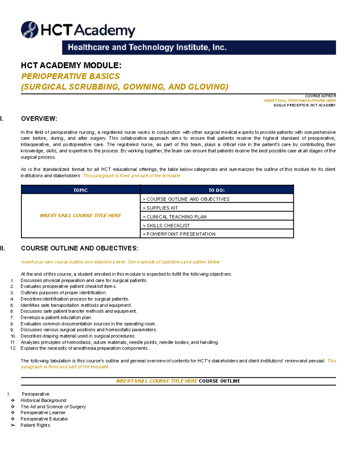 HCT-Module- Perioperative- Basics- Surgical Scrubbing- Gowning-AND ...