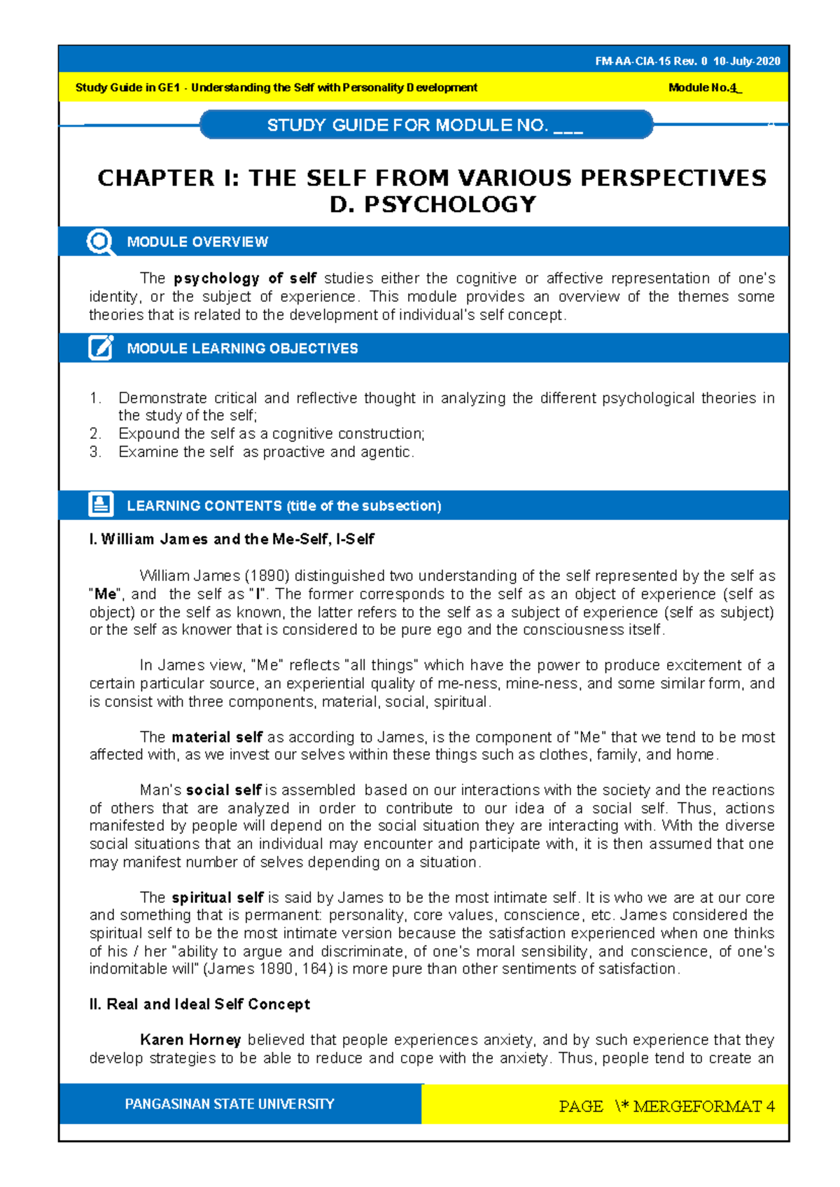 GE1 Study Guide: Understanding the Self & Personality Development ...
