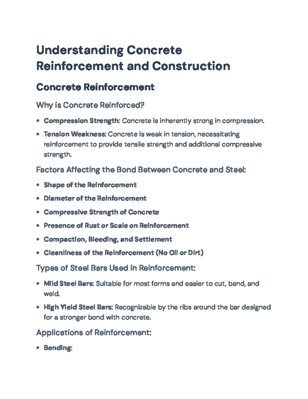 Reinforcement, Joints, and Techniques in Concrete Construction ...