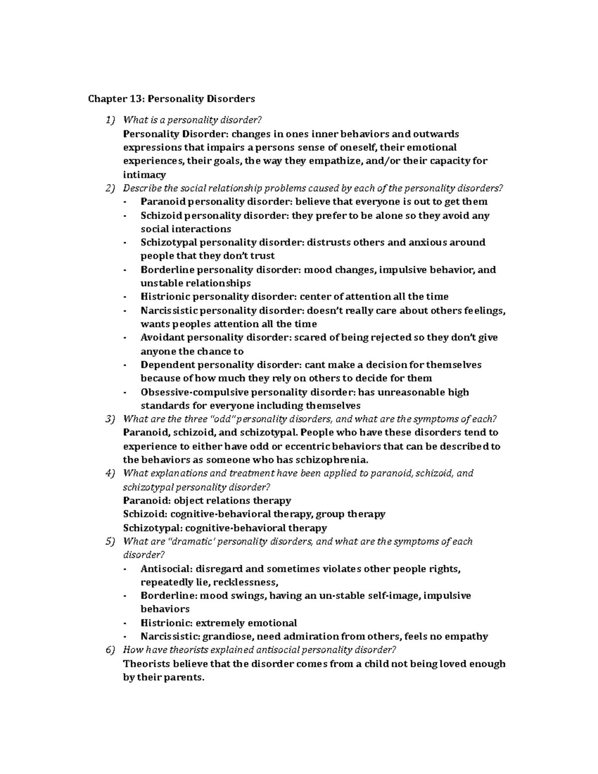 Chapter 13: Understanding Personality Disorders (Psychology 101) - Studocu