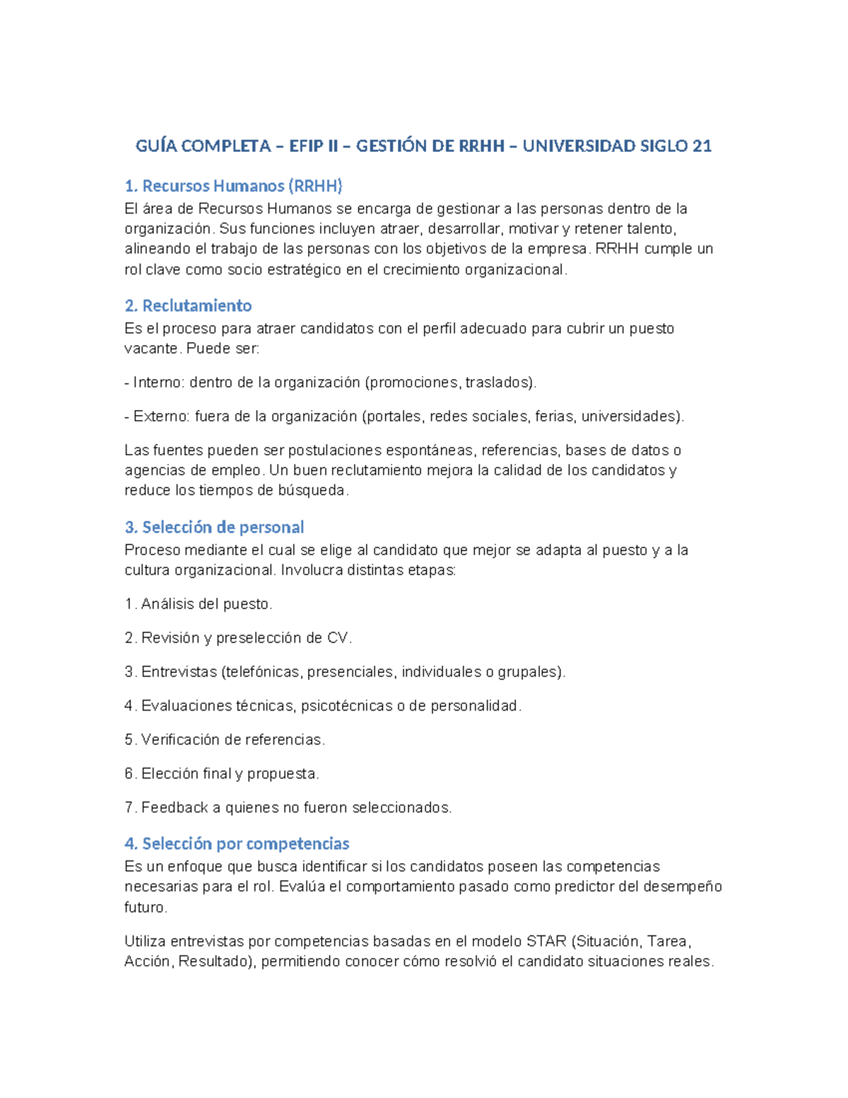 GUÍA COMPLETA EFIP II GESTIÓN DE RRHH - PARTE 1 - Studocu