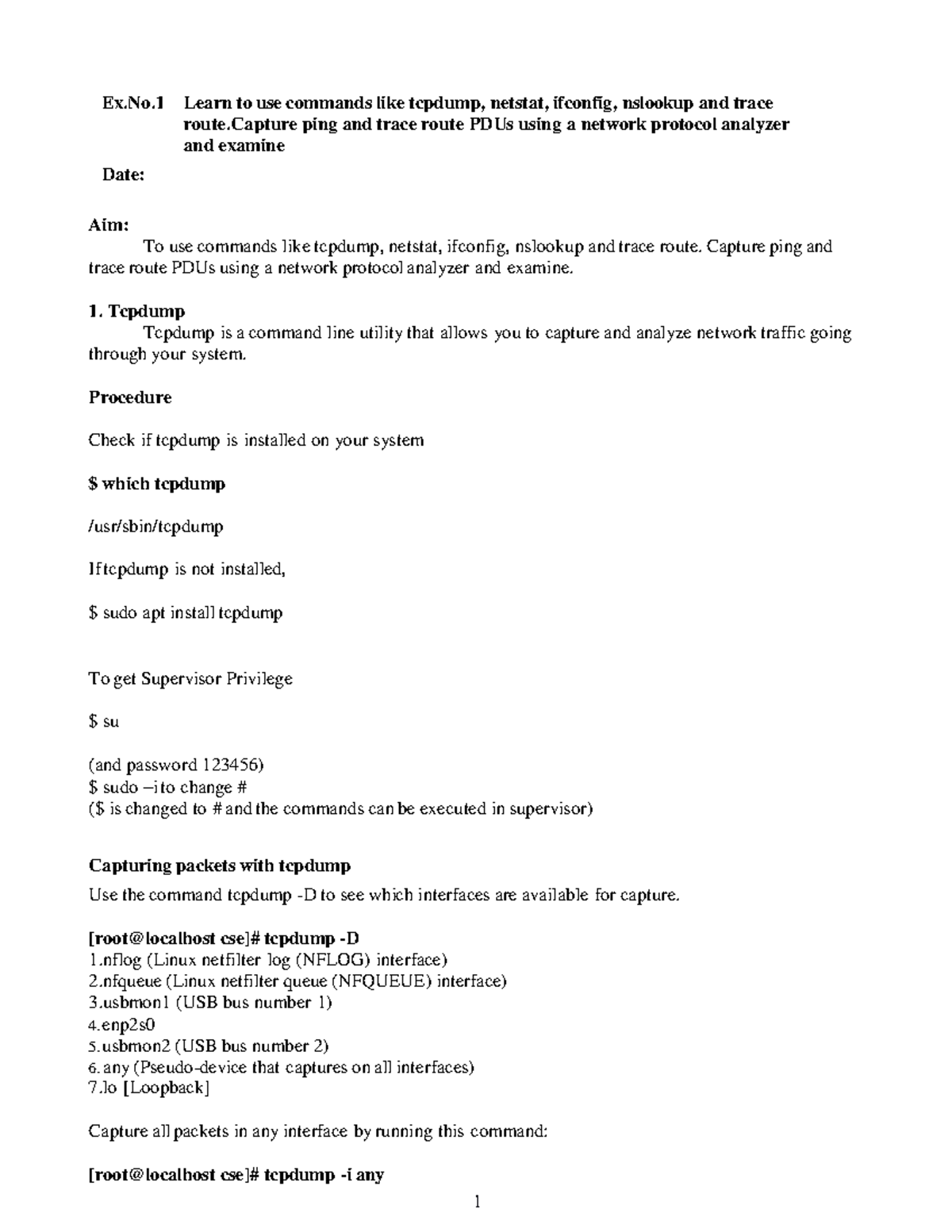 CN LAB Manual: Network Commands and Java Socket Programming - Studocu