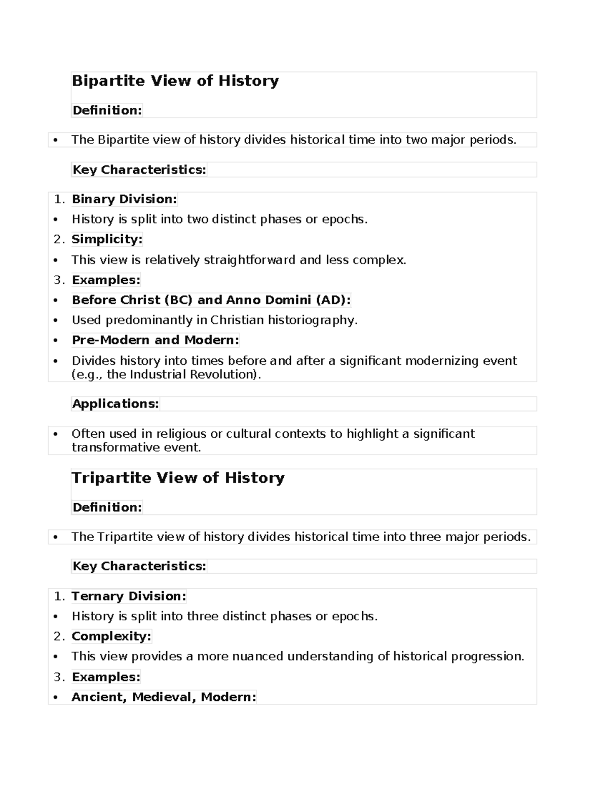 Bipartite vs. Tripartite View of History: A Comparative Analysis - Studocu