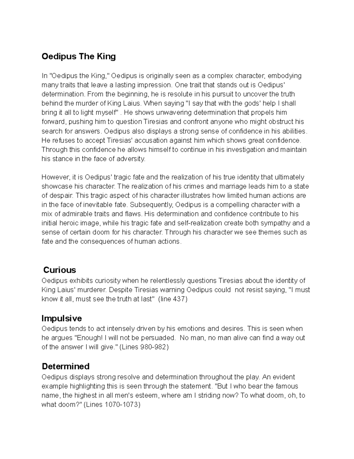 Oedipus Character Analysis: Traits and Tragedy in Oedipus the King ...
