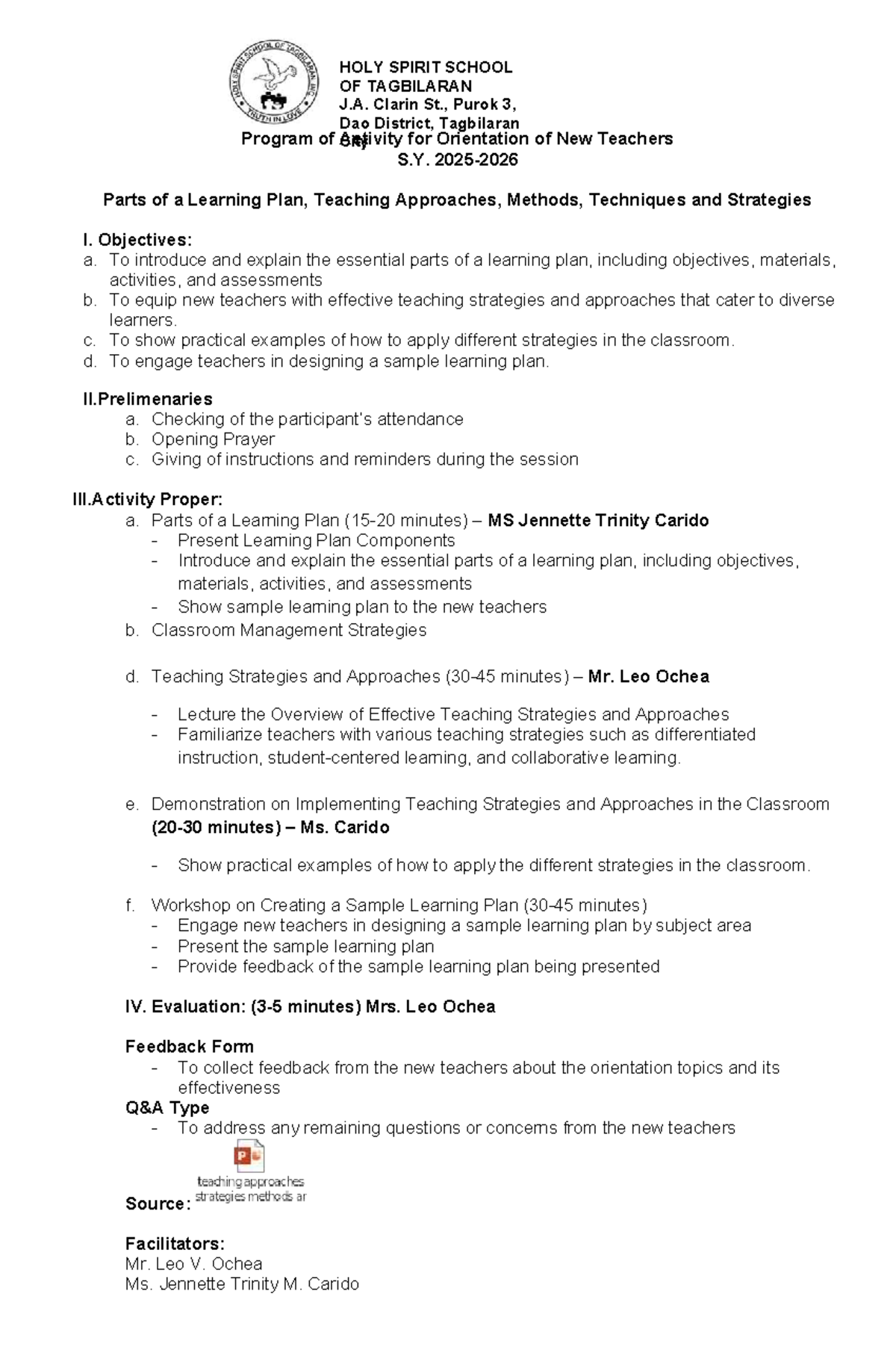 Program of Activity for Orientation of New Teachers 2025-2026 - Studocu