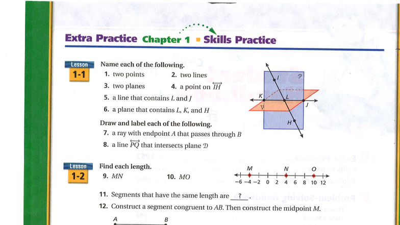 Extra Practice Chapter 1 Skills Practice - Geometry EPS1 - Studocu
