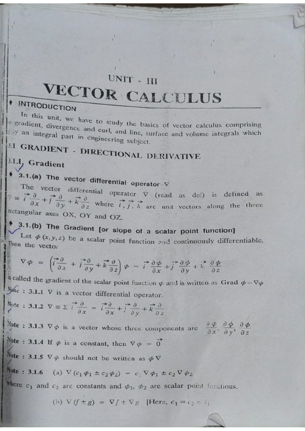 CSE Unit 3: Introduction to Vector Calculus and Gradients - Studocu