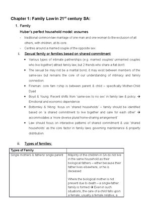 Family law course outline - topics in semester 1 Topic 1: Introduction ...
