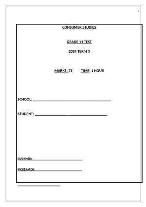 Consumer Studies - Further Education and Training - Studocu