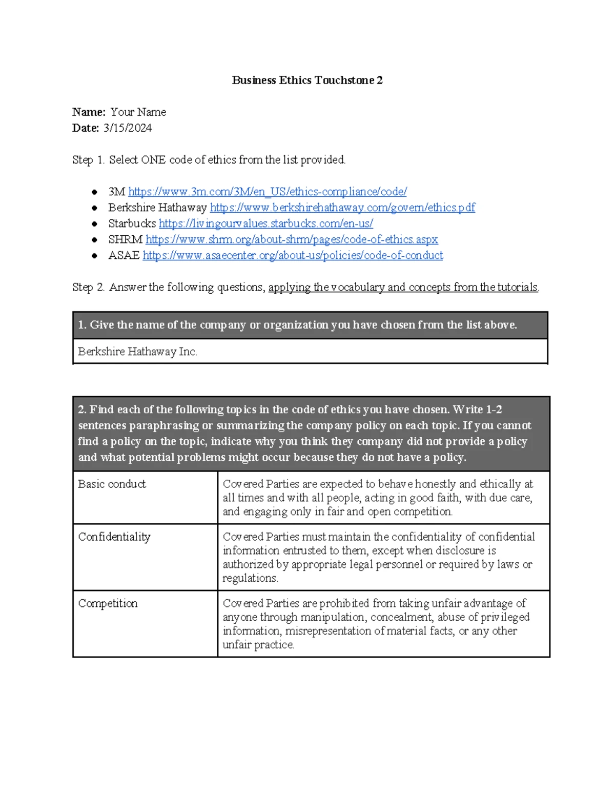 Business Ethics Unit 3 Questions and Answers - How might you use ...