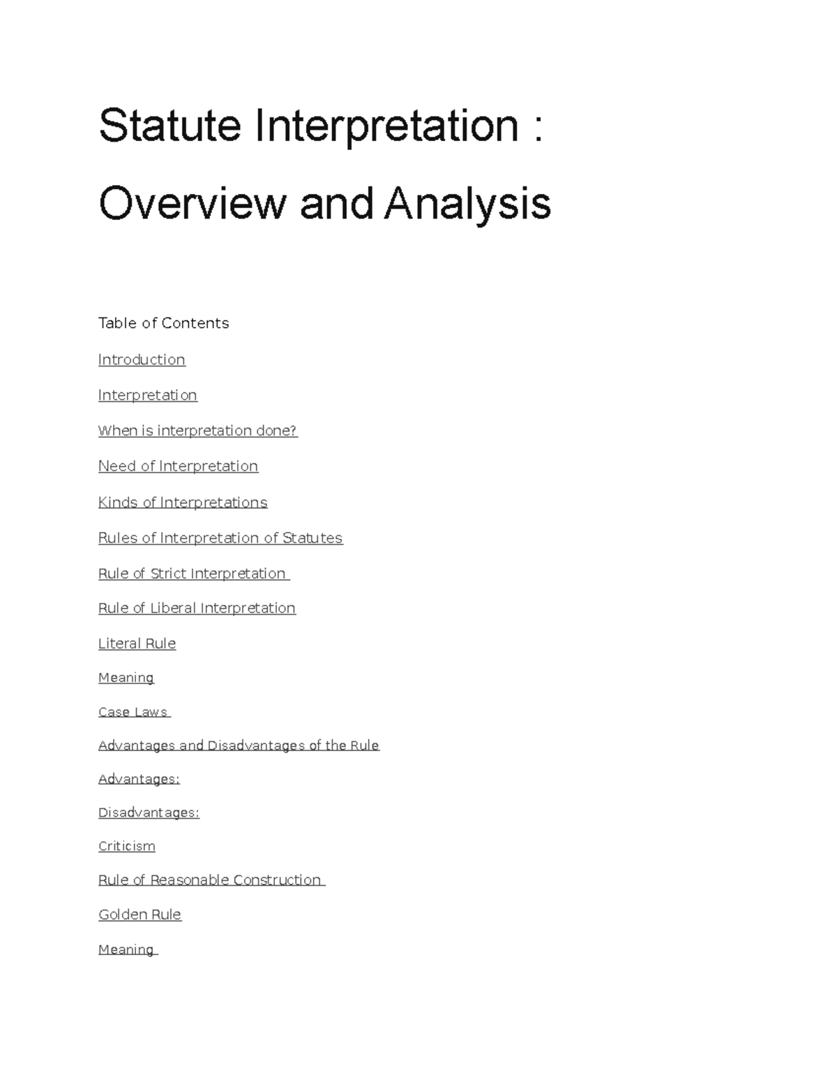 Statute Interpretation: Overview, Rules & Case Law Analysis - Studocu