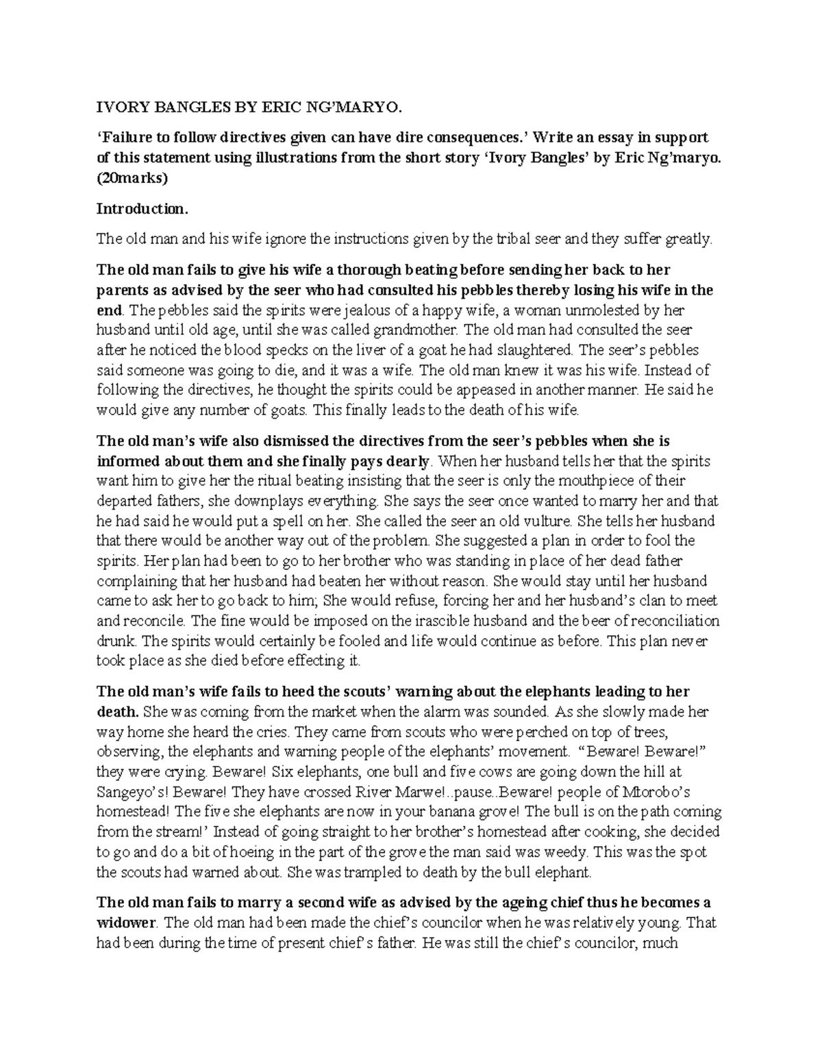 Essay on Meja Mwangi's "Incident in the Park" Challenges Faced by Urban ...