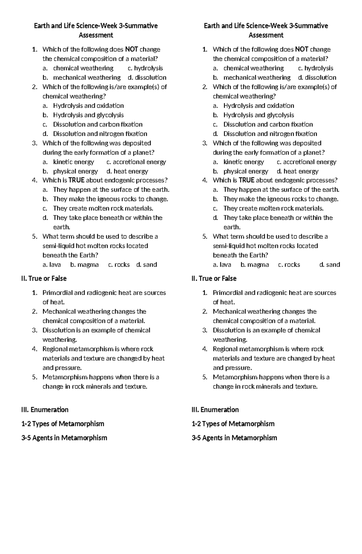 Week 3-Summative Test in Earth & Life Science: Concepts & Examples ...