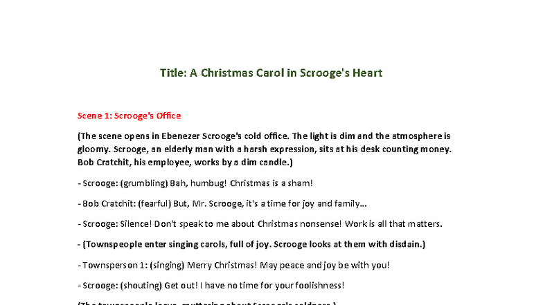 A Christmas Carol: Scrooge's Heart Transformation Scene Analysis - Studocu