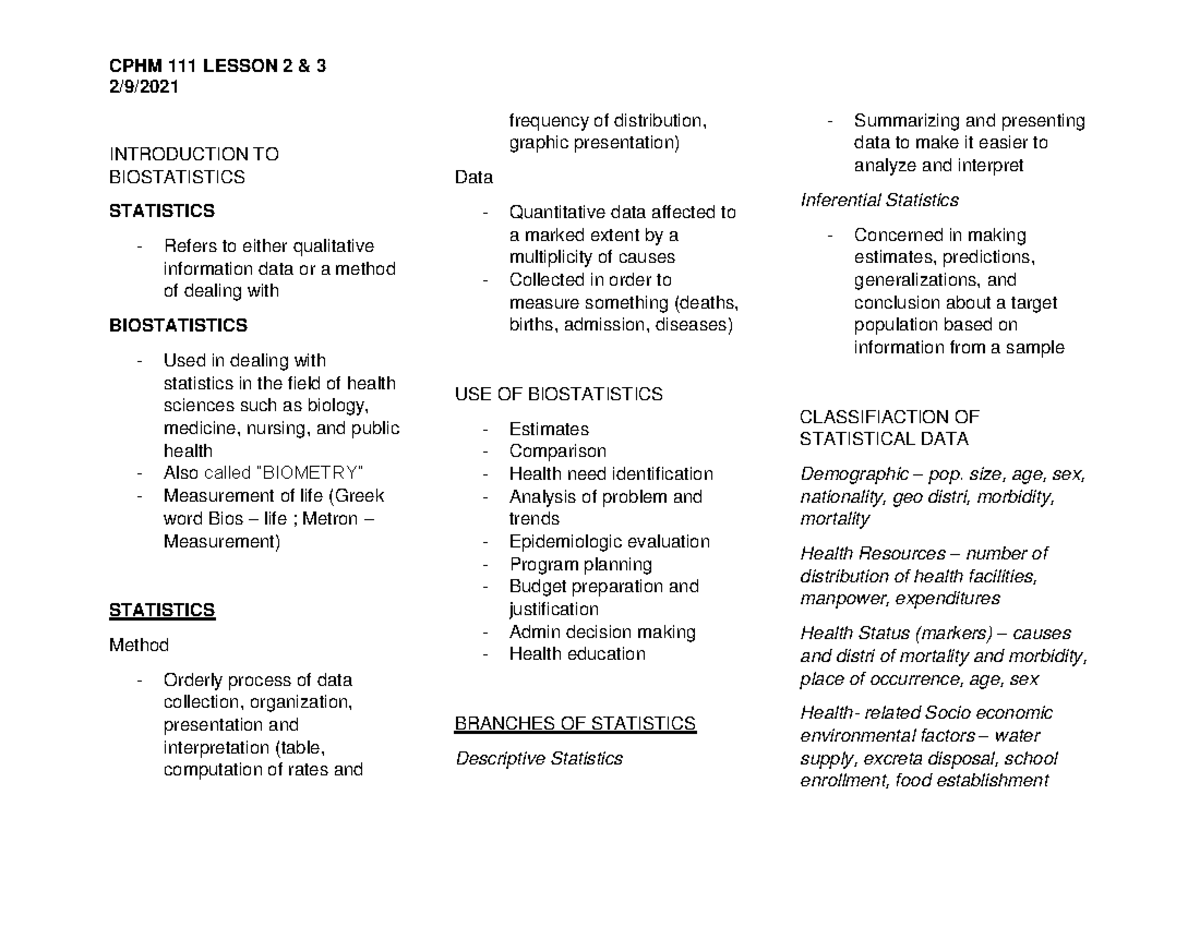 Introduction to Biostatistics: Essential Concepts and Methods - Studocu