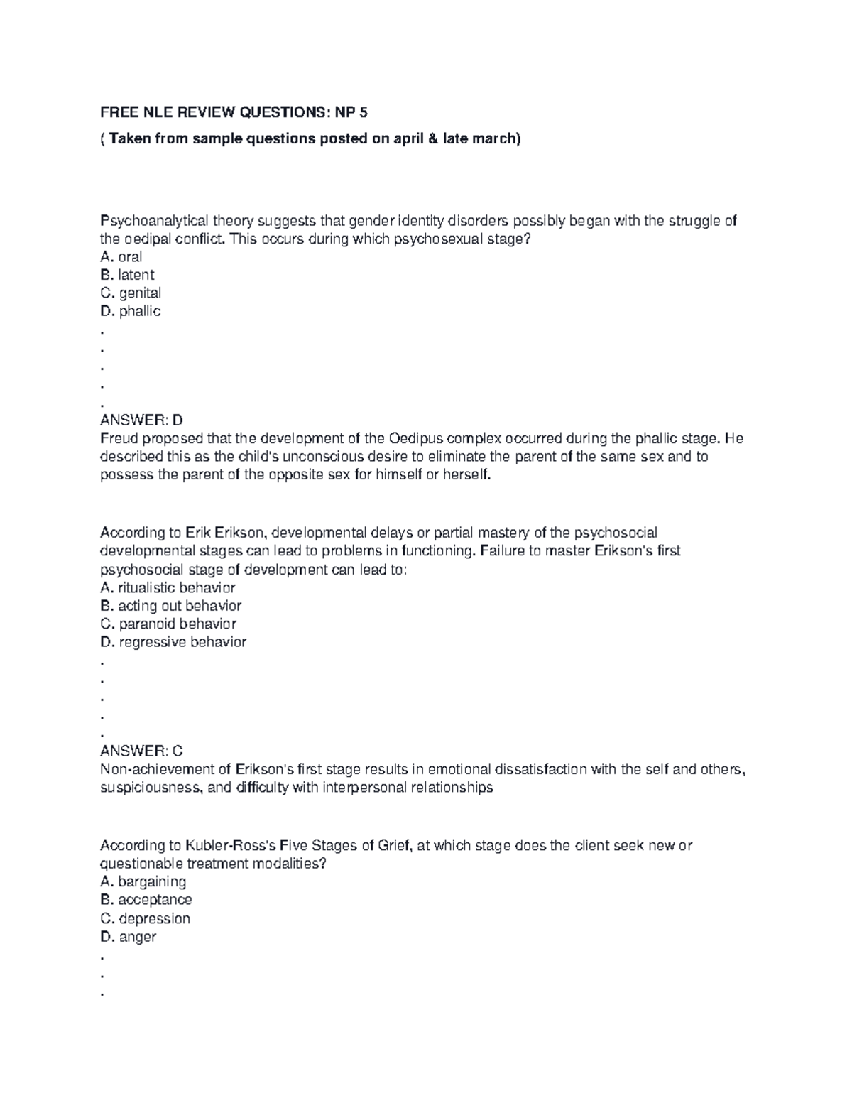 NP5 Sample Test - Nursing Exam Questions with Rationale - Studocu