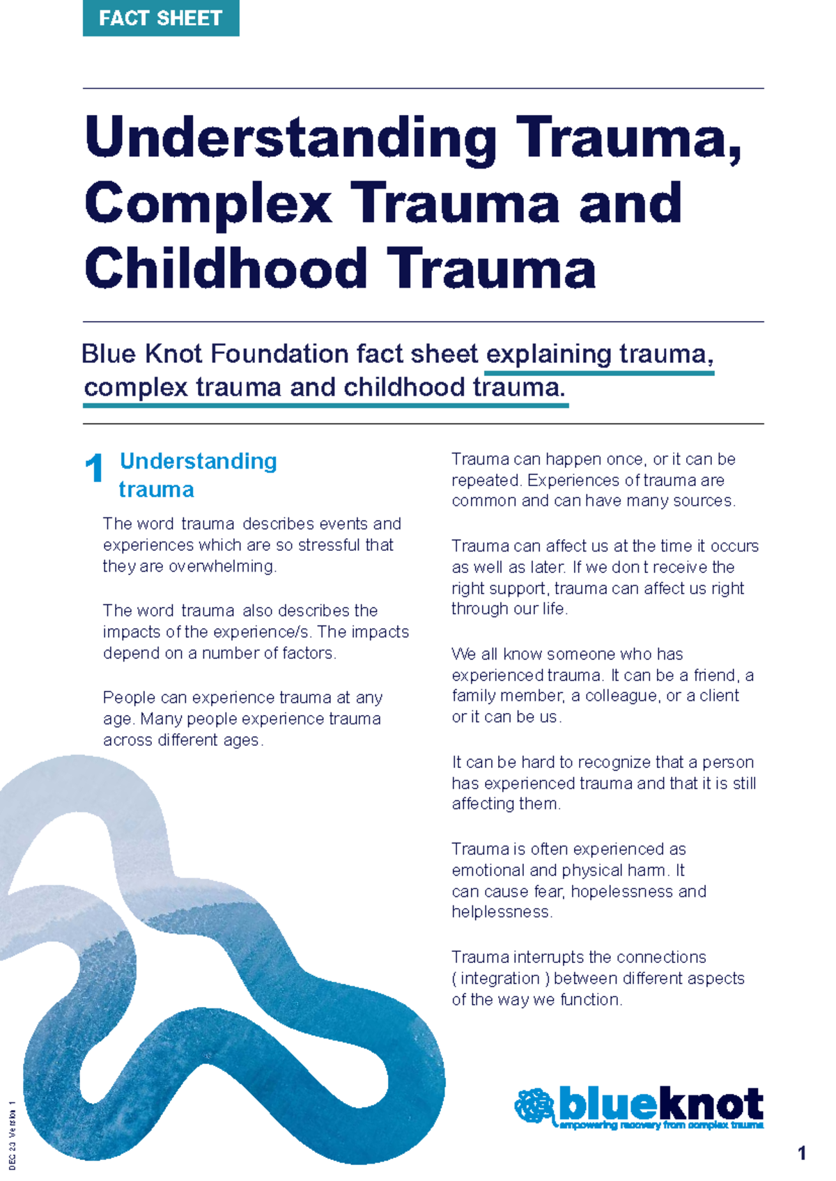 Understanding Complex Childhood Trauma - BK FS PRF Fact Sheet DEC23 ...