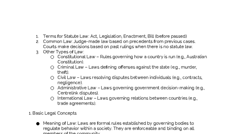 Legal Studies: Key Concepts and Case Studies (LAWS101) - Studocu