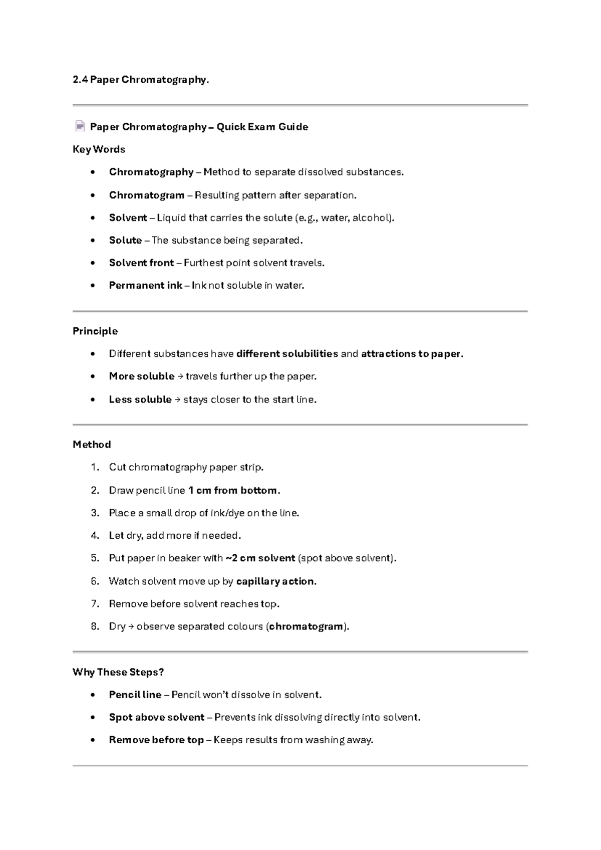 2.4 Paper Chromatography Quick Exam Guide - Studocu