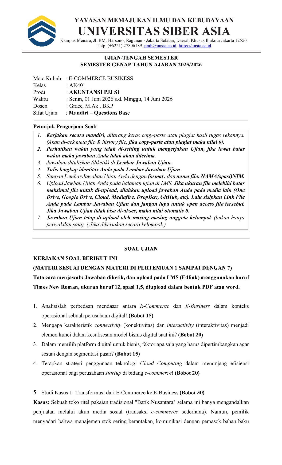 UTS E-Commerce Business AK401: Panduan dan Soal Ujian Tengah Semester ...