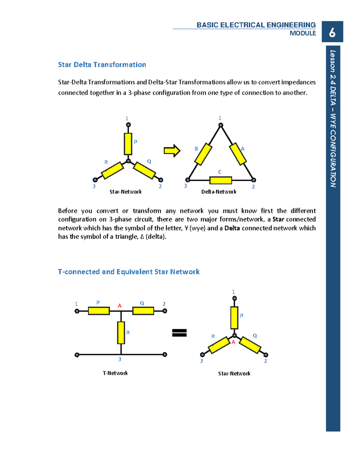 BASIC ELECTRICAL ENGINEERING MODULE: Delta-Wye Transformations Explained - Studocu